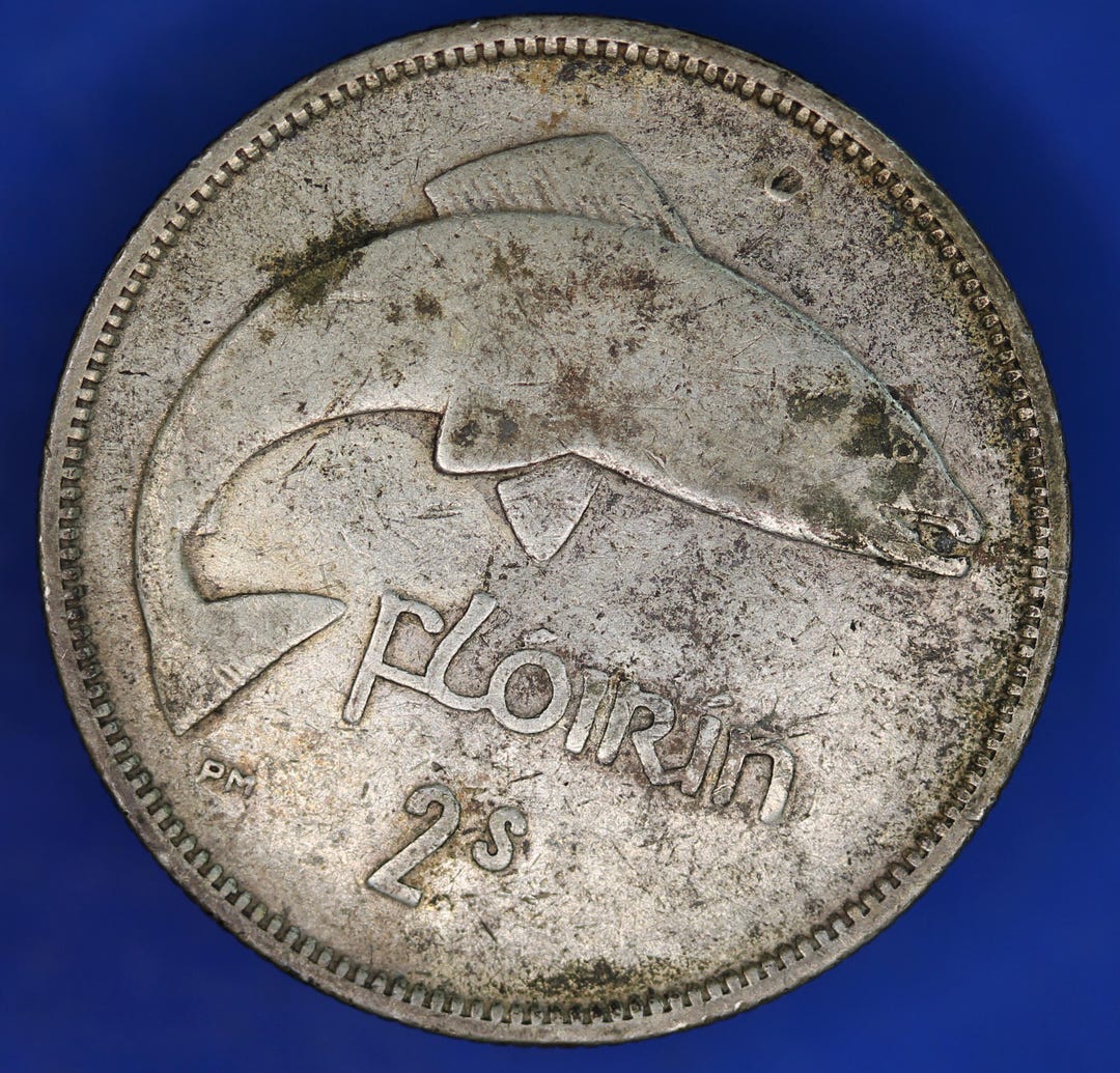 GENUINE 1939 Irish Florin Two Shillings Ireland EIRE Coin, 75% Silver ...