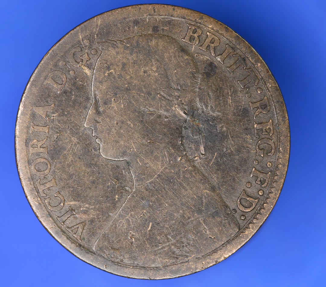 GENUINE British Antique Coin - 1865 Victoria Farthing, Quarter Penny ...