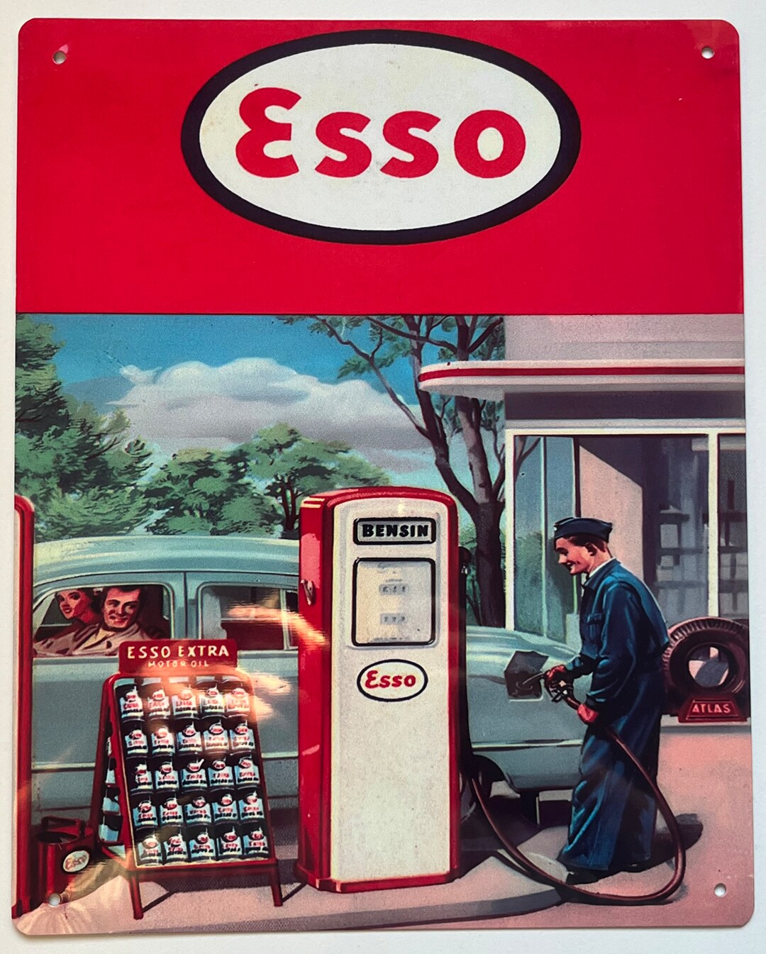 Metal Vintage Style Wall Sign - Esso - Metal Advertising Wall Sign 10x8 ...