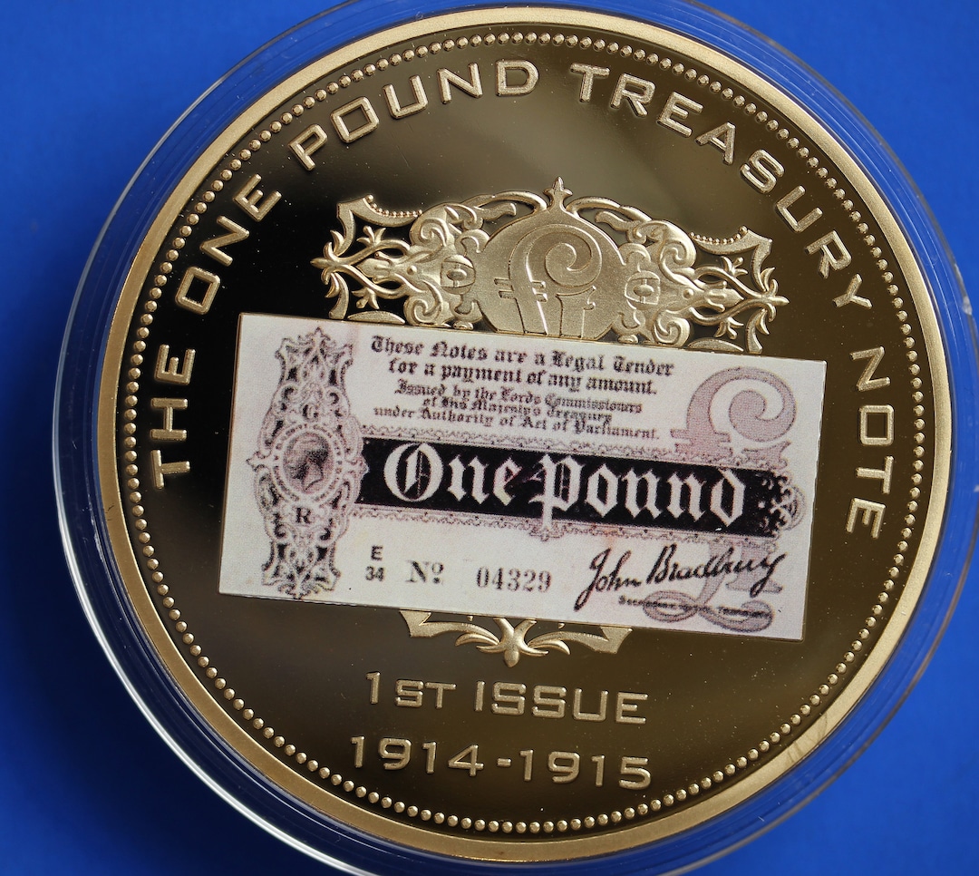 Large One Pound Note Commemorative Gilt Copper Medallion, Windsor Mint ...