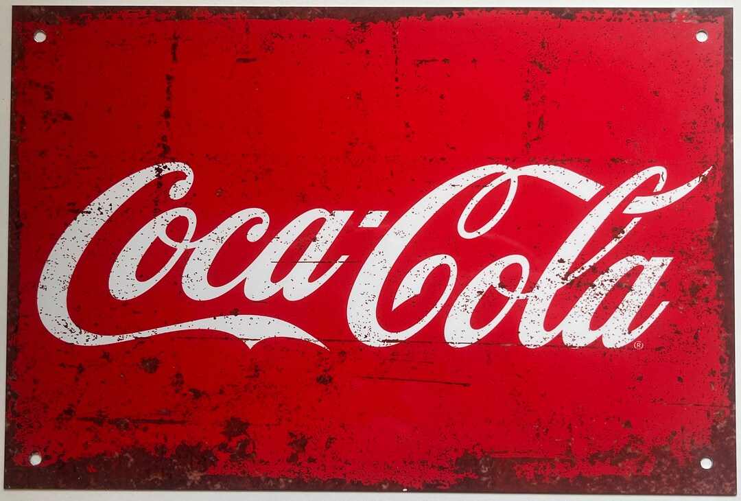 Metal Vintage Style Wall Sign - Coke, Coca-cola Advertising Sign, Rusty ...