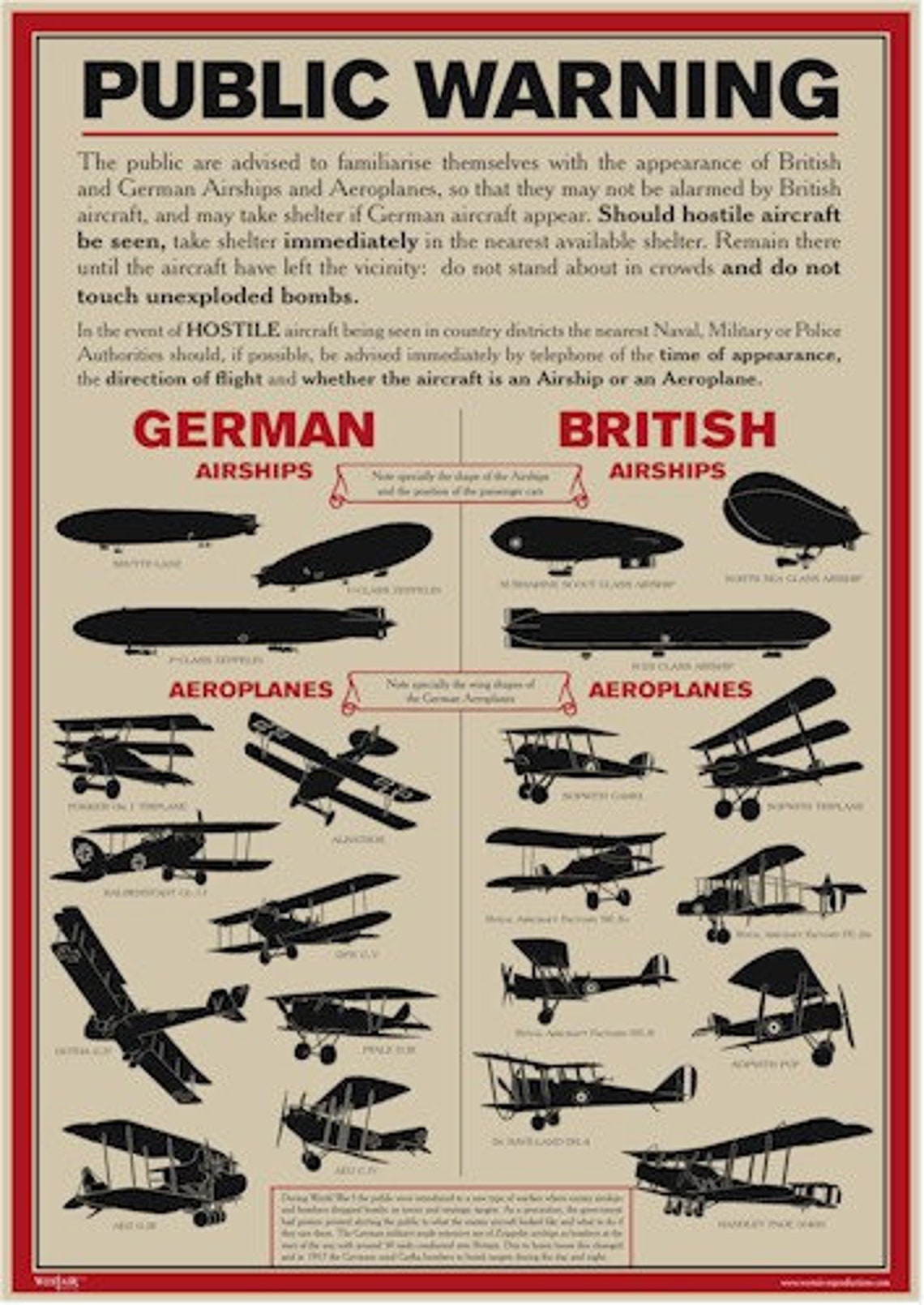 Reproduction World War I Aircraft Identification Poster - A3 [WW1APA3 ...