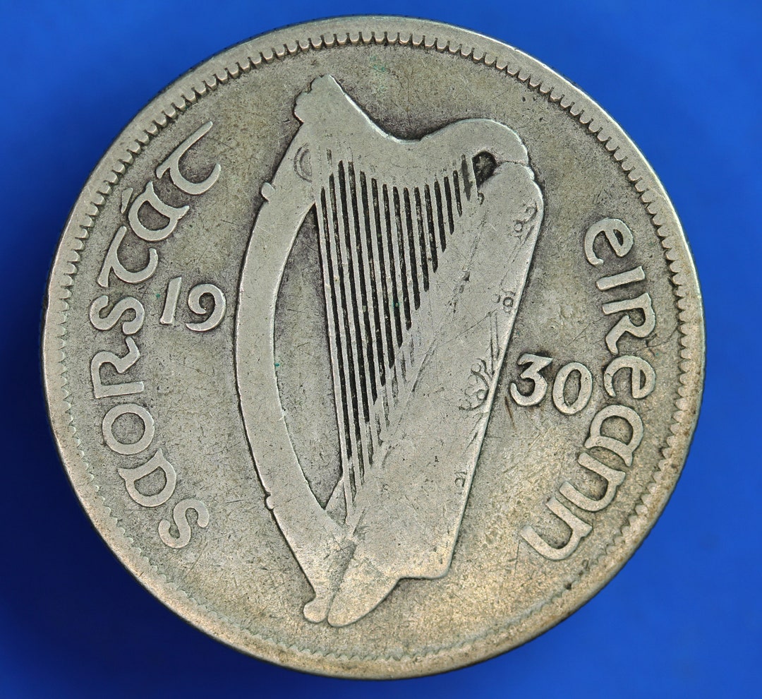 GENUINE 1930 Irish Half Crown 2/6 Ireland EIRE Coin, 75% Silver, Irish ...