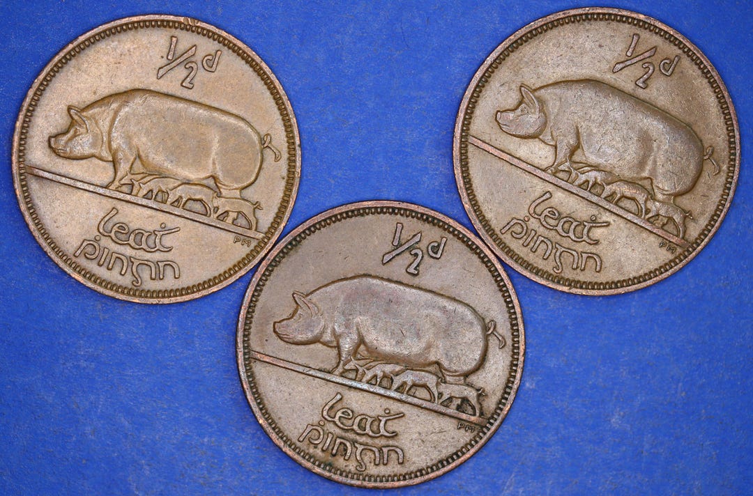 GENUINE Collection 3 Irish Half Penny Pennies 1/2d EIRE Ireland Coins ...