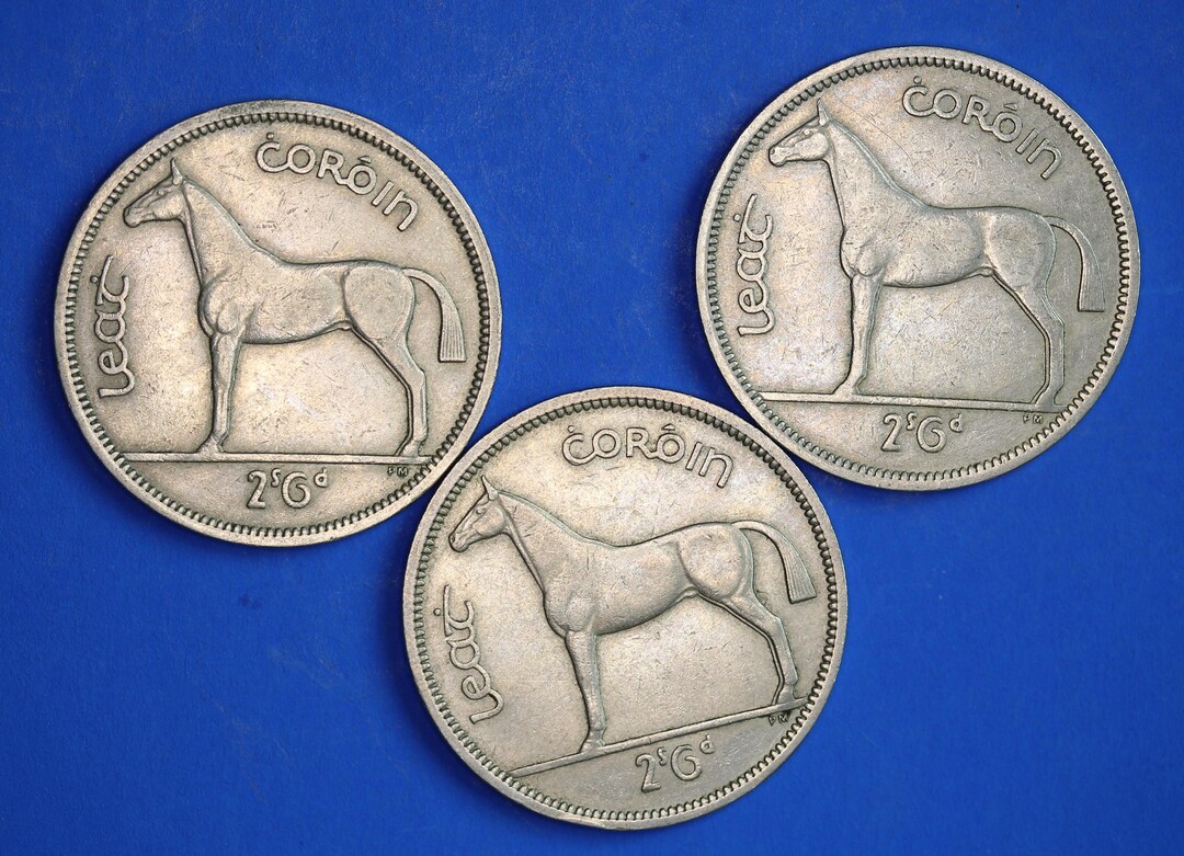 GENUINE 3 Irish Half Crowns 2/6 Ireland EIRE Coins, Irish Hunter ...