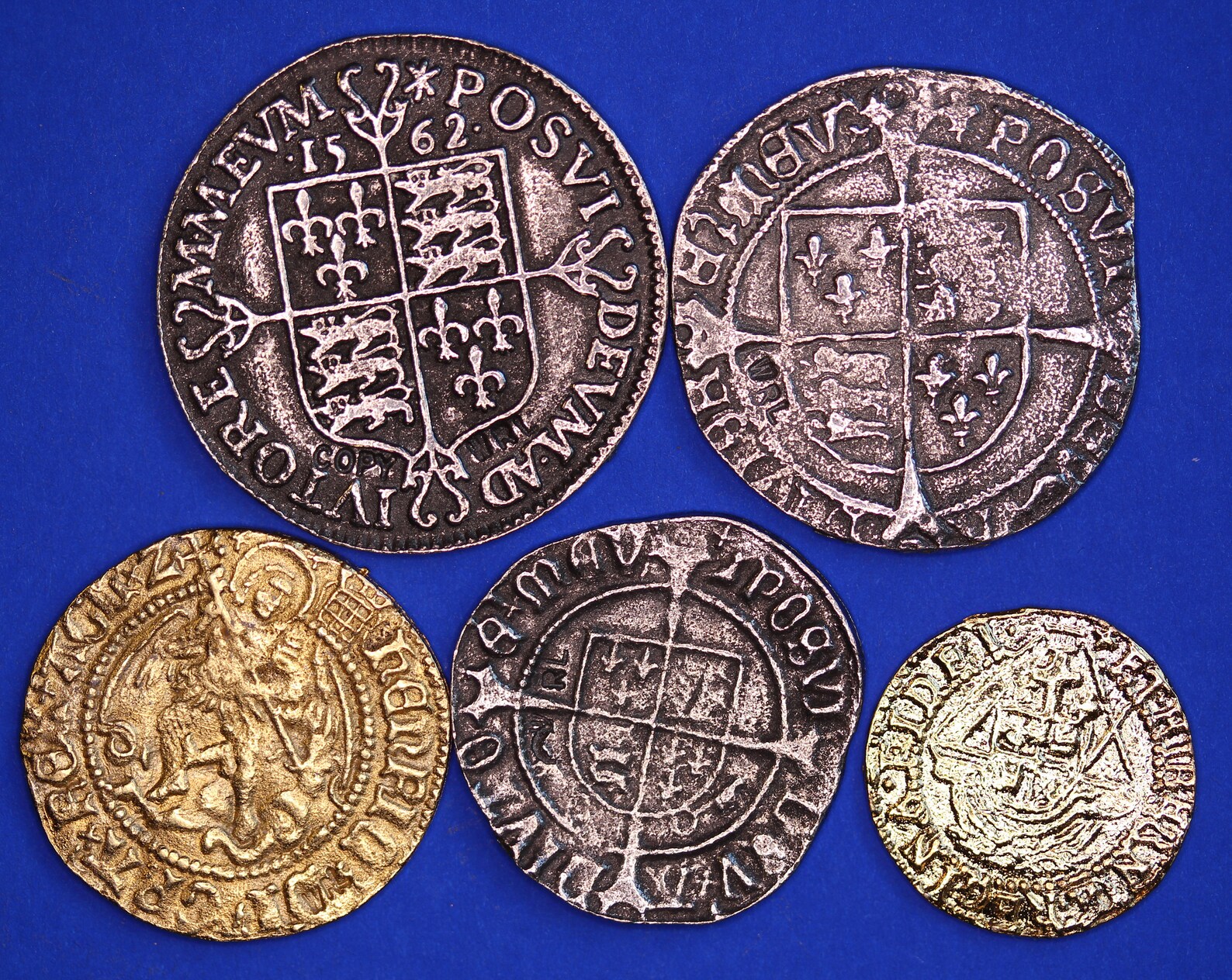 5 REPRODUCTION British Tudor Coins - Henry VII Half Groat, Henry VIII ...