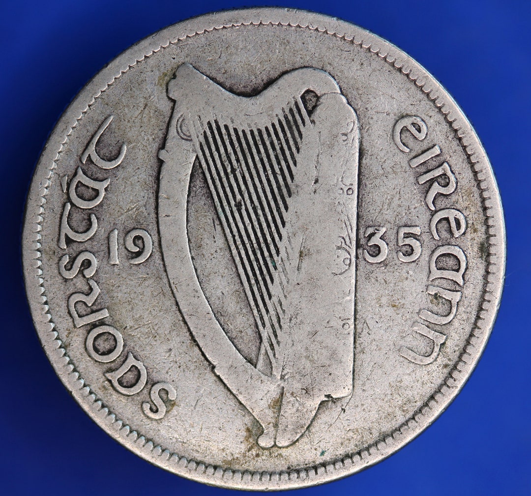 GENUINE 1935 Irish Florin Two Shilling Ireland EIRE Coin, 75% Silver 05 ...