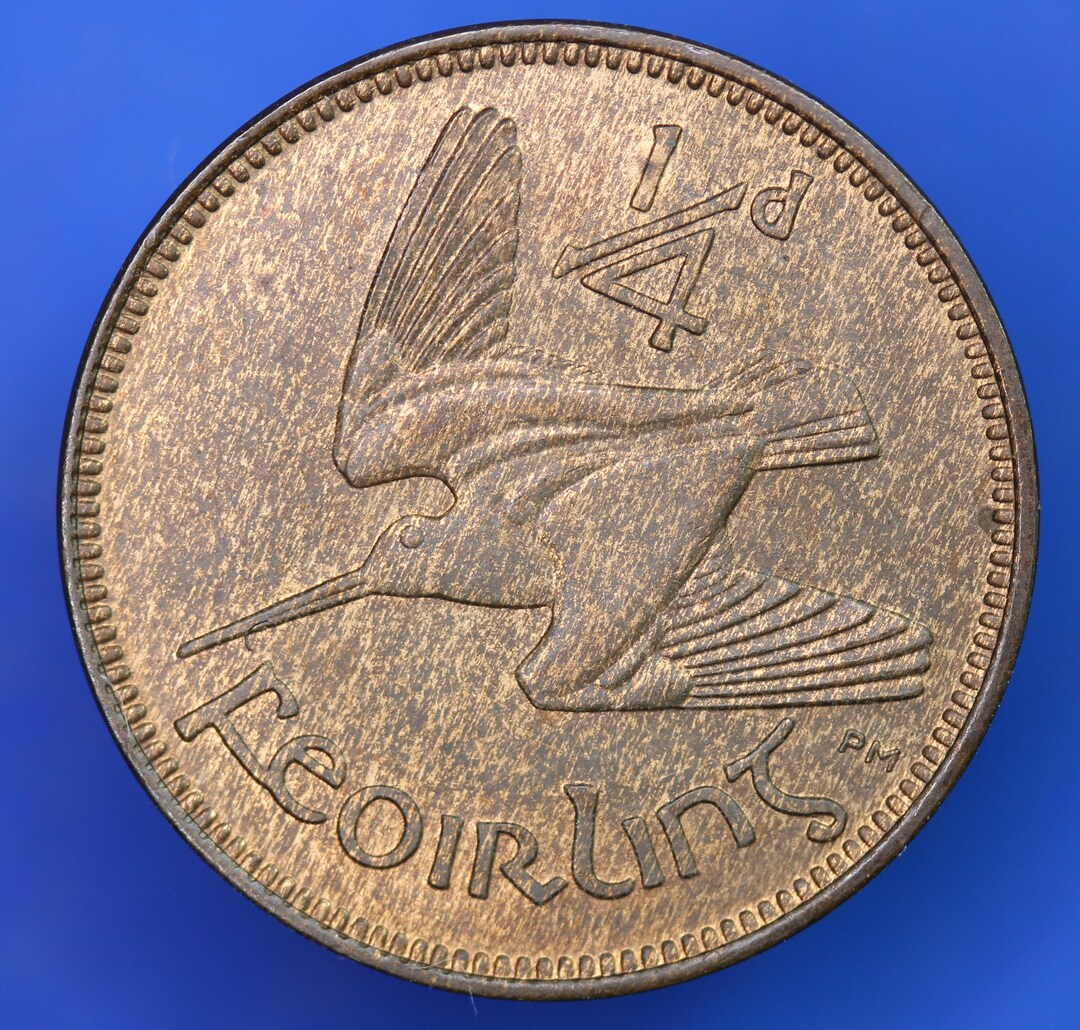 1930 Irish Farthing, Quarter Penny 1/4d EIRE Ireland Coin, Woodcock ...