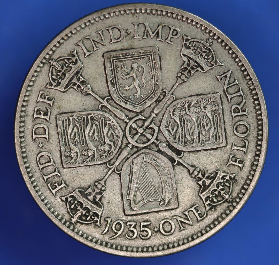 GENUINE British Coin - 1935 George V Florin, 50% Silver Coin [R10/25 ...