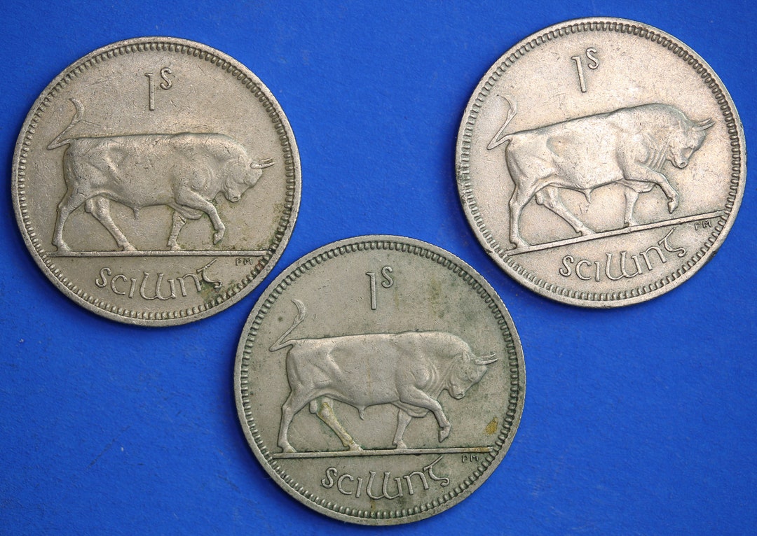 GENUINE Irish Shillings Ireland EIRE Coins, Various Dates, Bull Coins ...