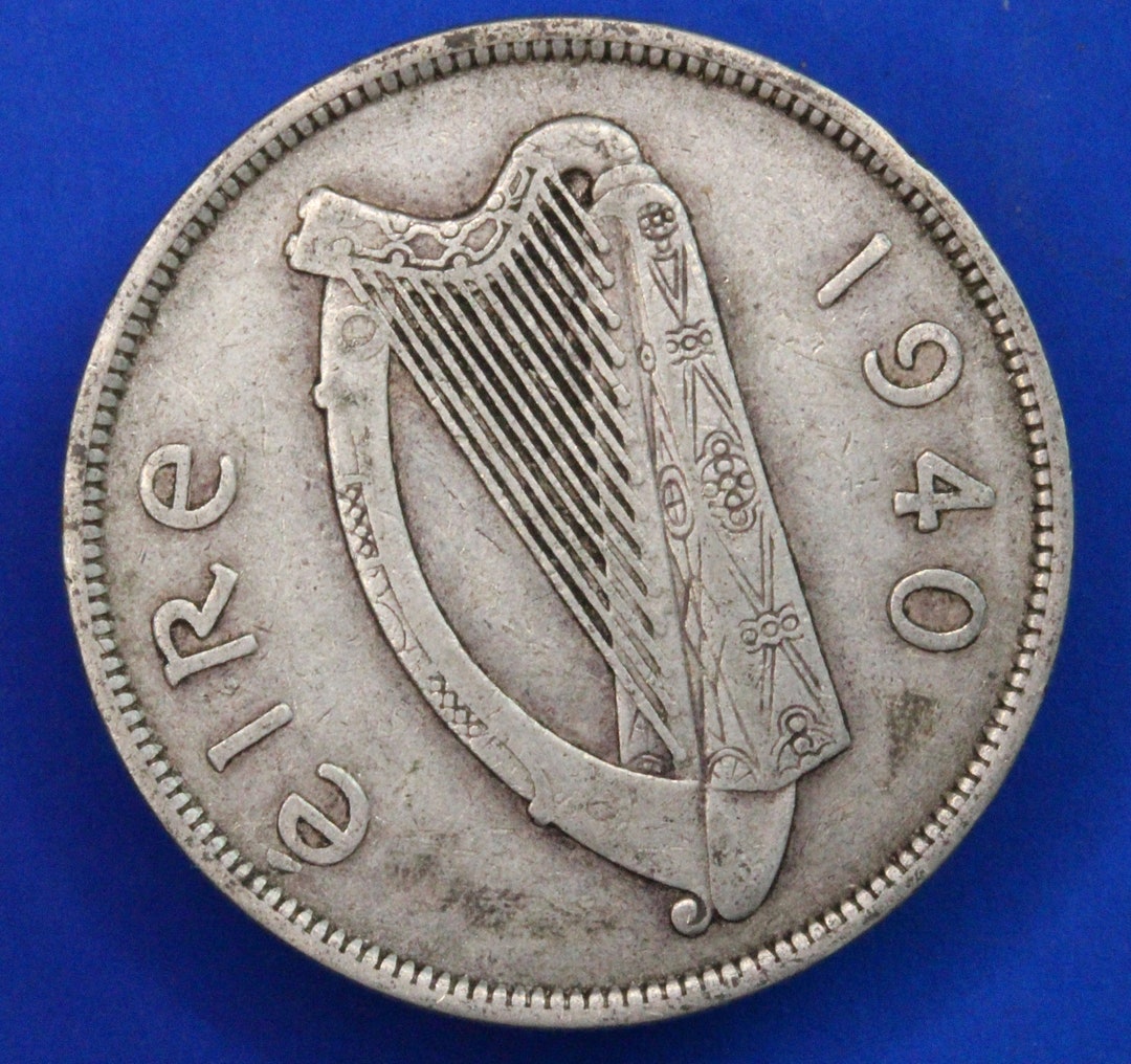 GENUINE 1940 Irish Half Crown 2/6 Ireland EIRE Coin, 75% Silver, Irish ...