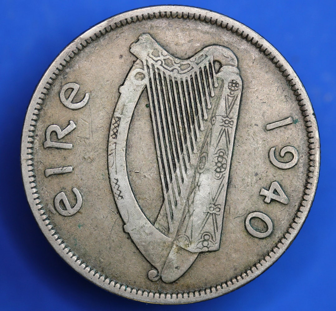 GENUINE 1940 Irish Half Crown 2/6 Ireland EIRE Coin, 75% Silver, Irish ...