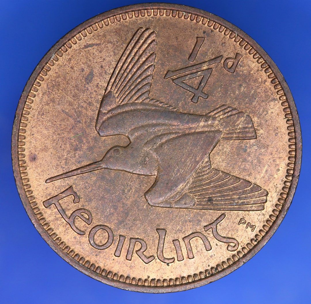 GENUINE 1966 Irish Farthing, Quarter Penny, Ireland EIRE Coin, Woodcock ...