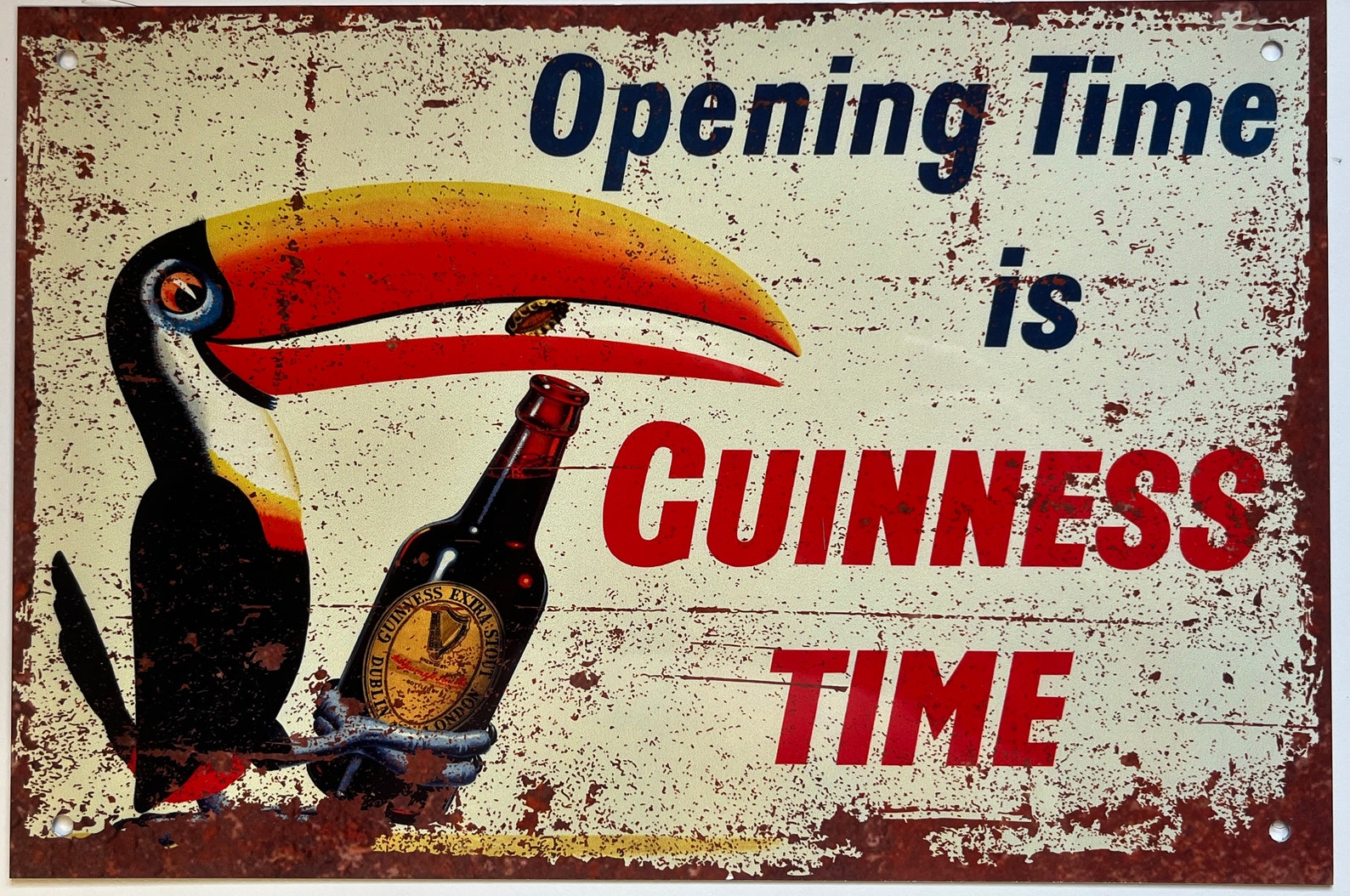 Metal Vintage Style Wall Sign - Guinness Time, Toucan Advertising Sign ...