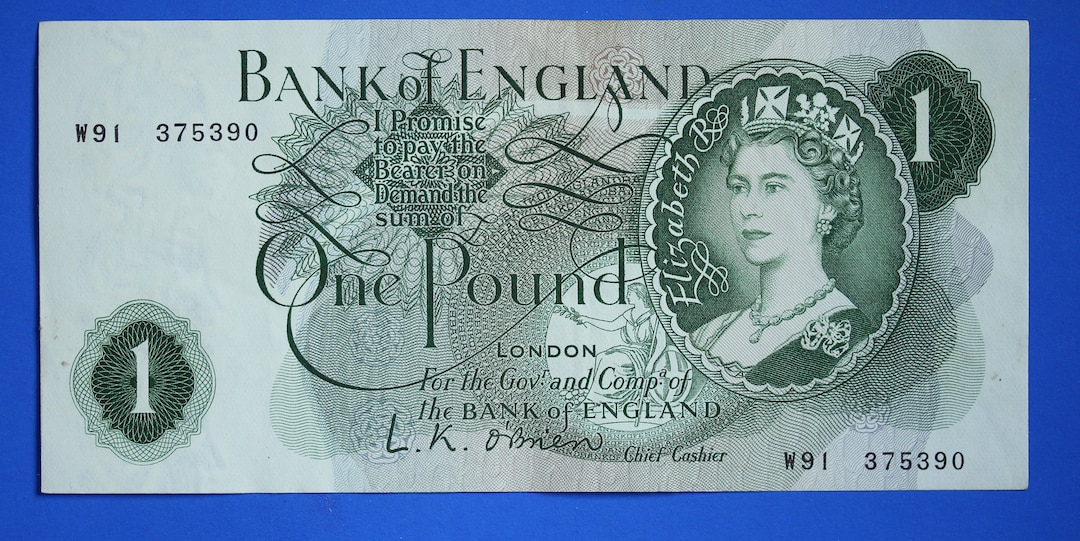1960 Bank of England One Pound 1 Pound, O'brien "w91" Elizabeth II ...