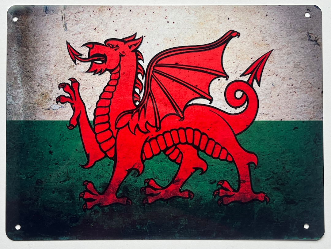 Metal Vintage Style Wall Sign - Welsh Flag Wales Dragon, 2 Sizes ...