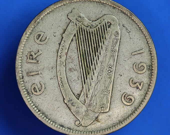 GENUINE 1939 Irish Half Crown 2/6 Ireland EIRE Coin, 75% Silver, Irish ...