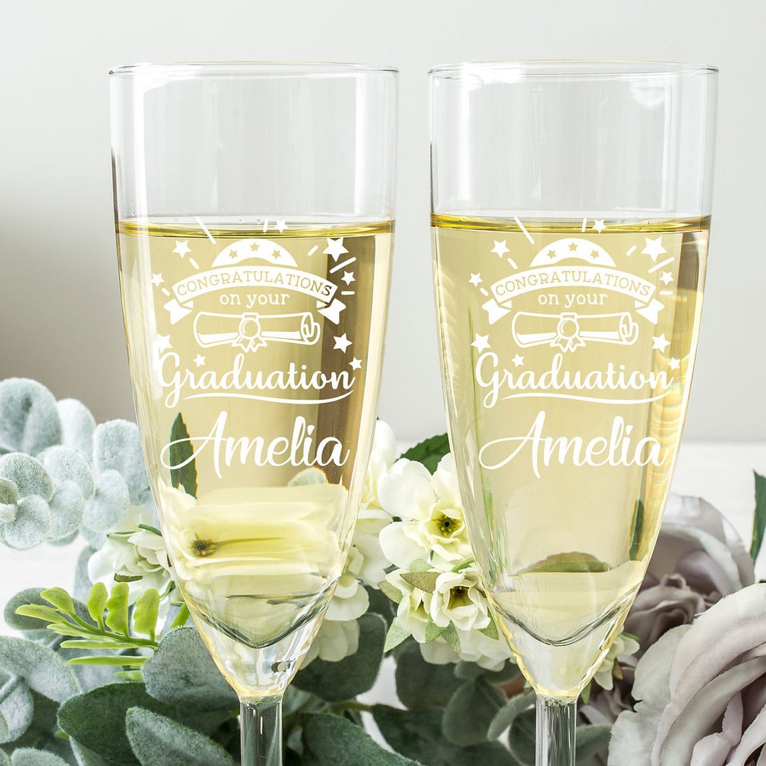 Personalized Graduation Toasting Glasses | Celebration Flutes ...