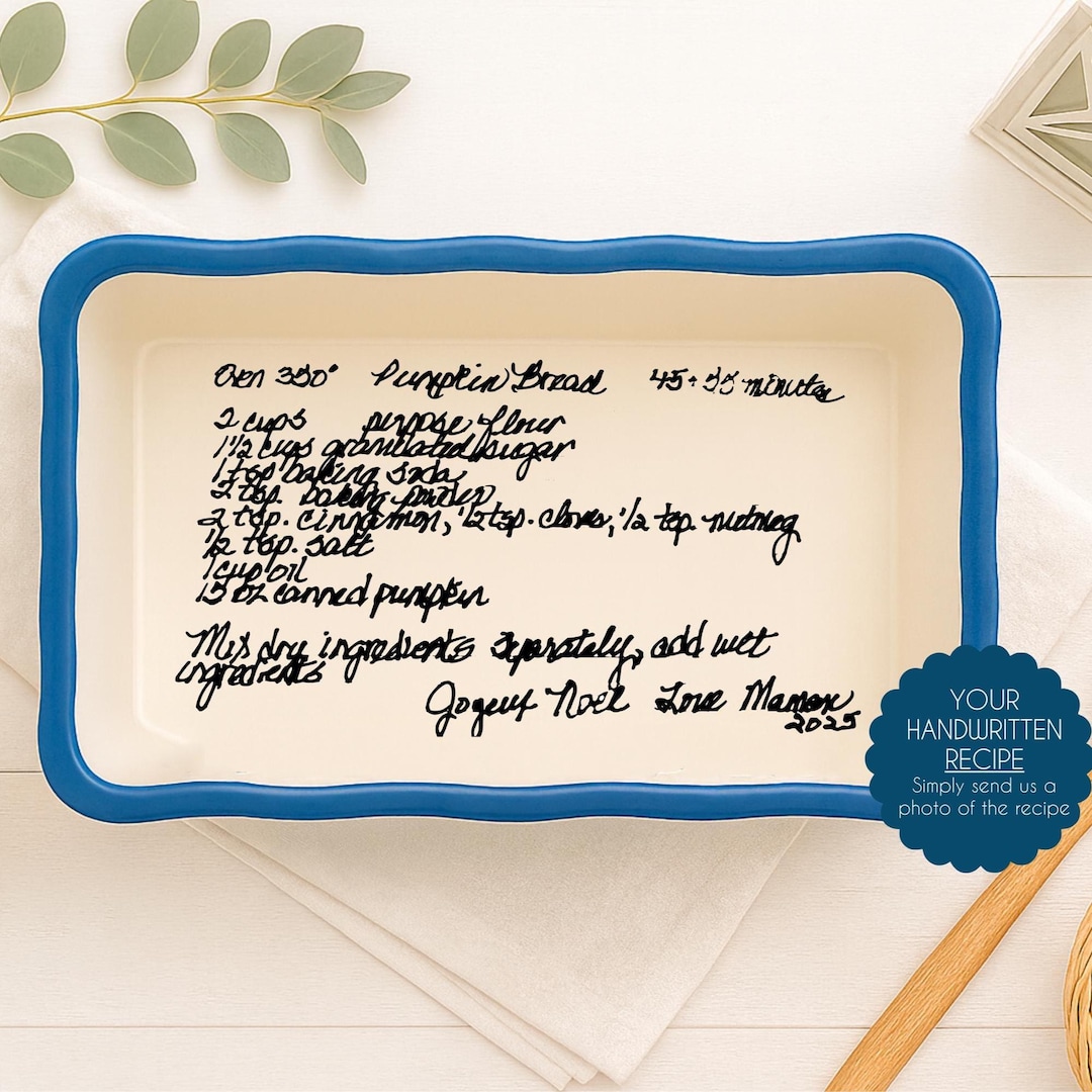 Personalized Handwritten Recipe Baking Dish – Memorial Gift, Family ...