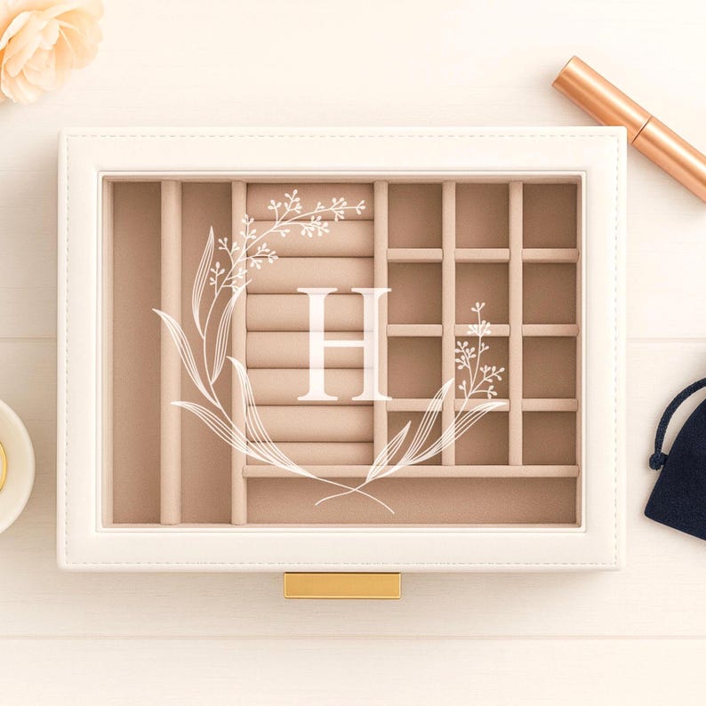 Personalized Glass Lid Jewelry Box, Engraved Keepsake Organizer - Etsy