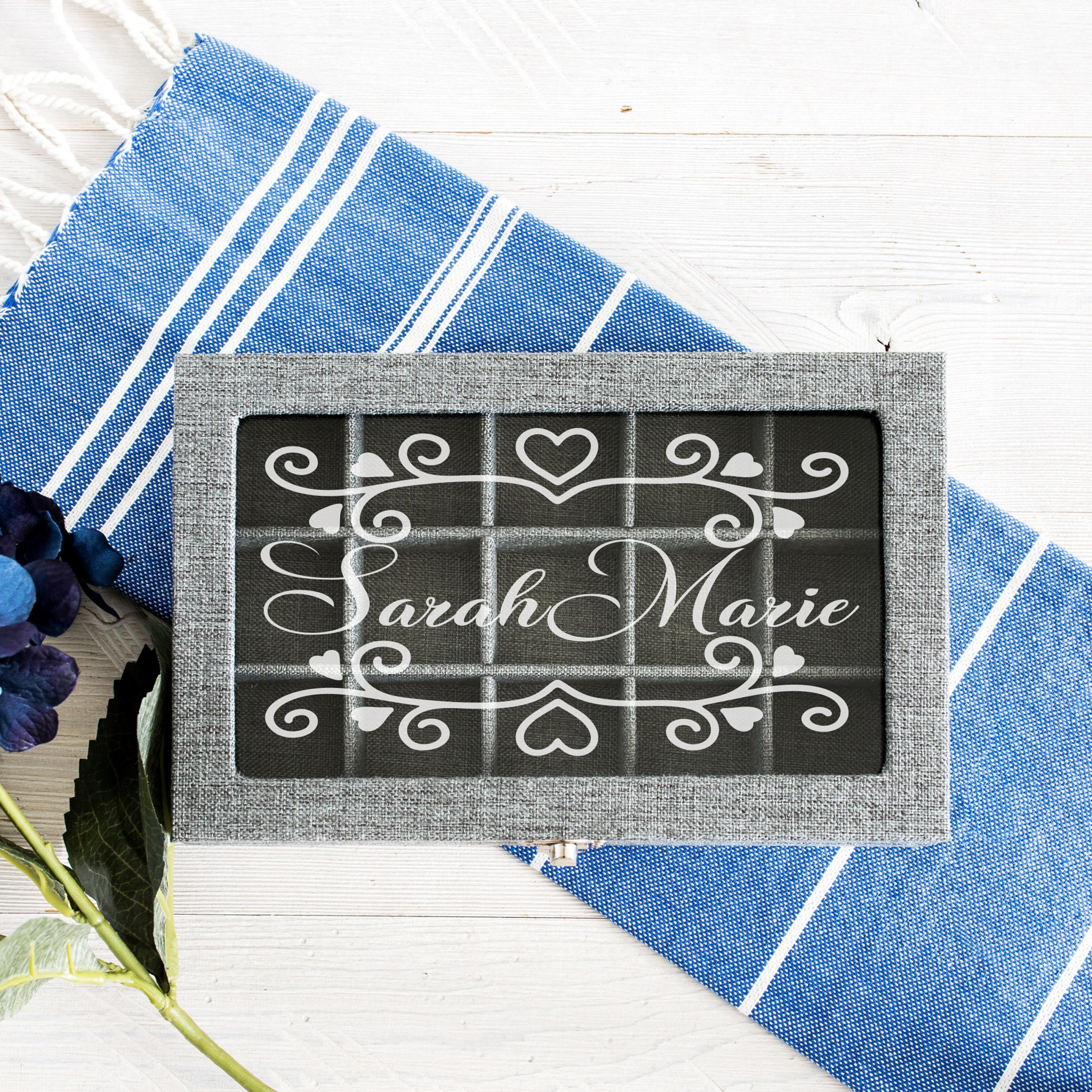 Custom Engraved Jewelry Box | Glass Top, Compartment Case - Etsy