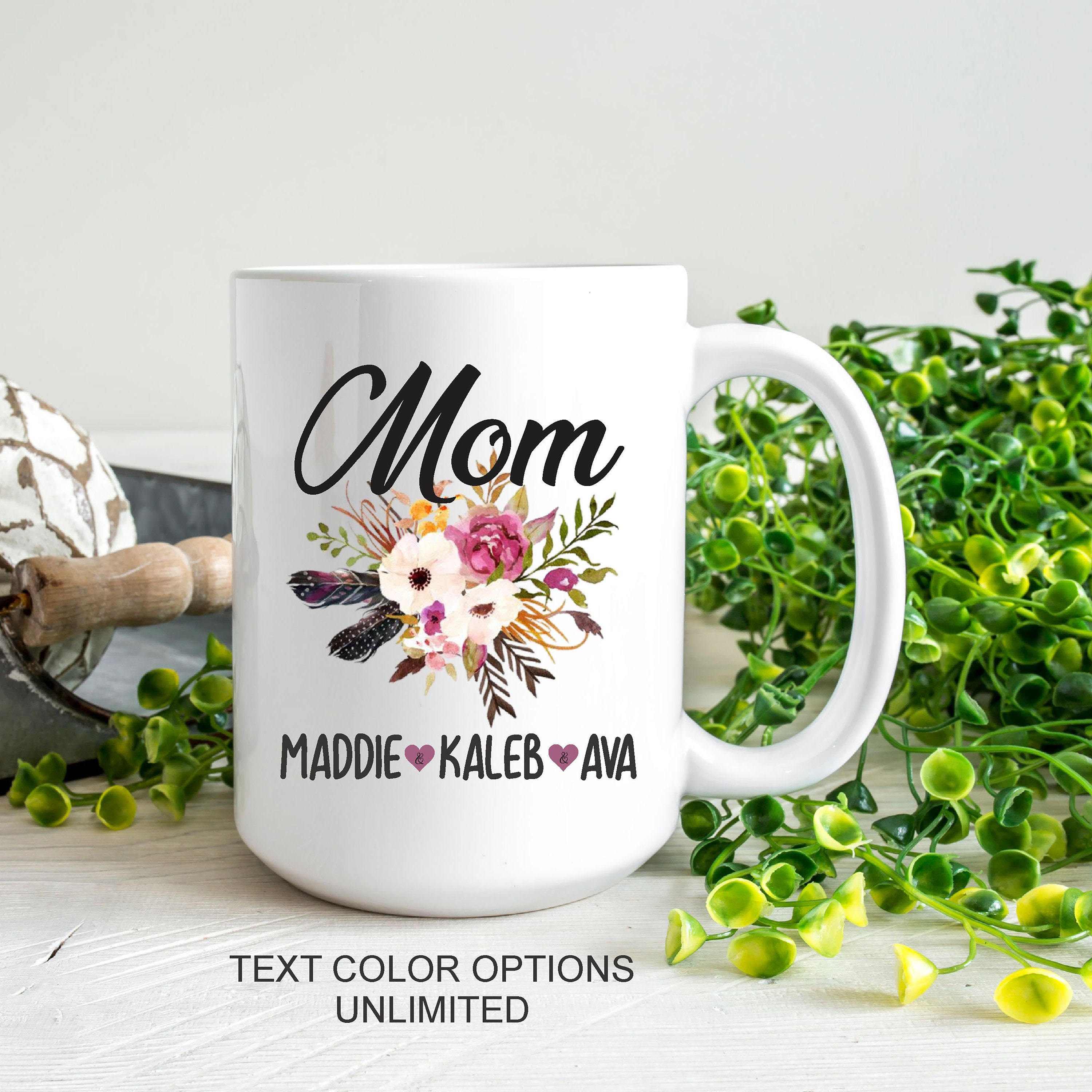 Mom Mug With Kids Names Custom Mug Personalized Mug Coffee | Etsy