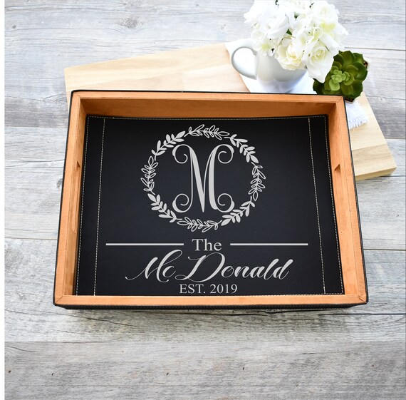 Custom Engraved Serving Tray Leather Serving Tray Serving | Etsy