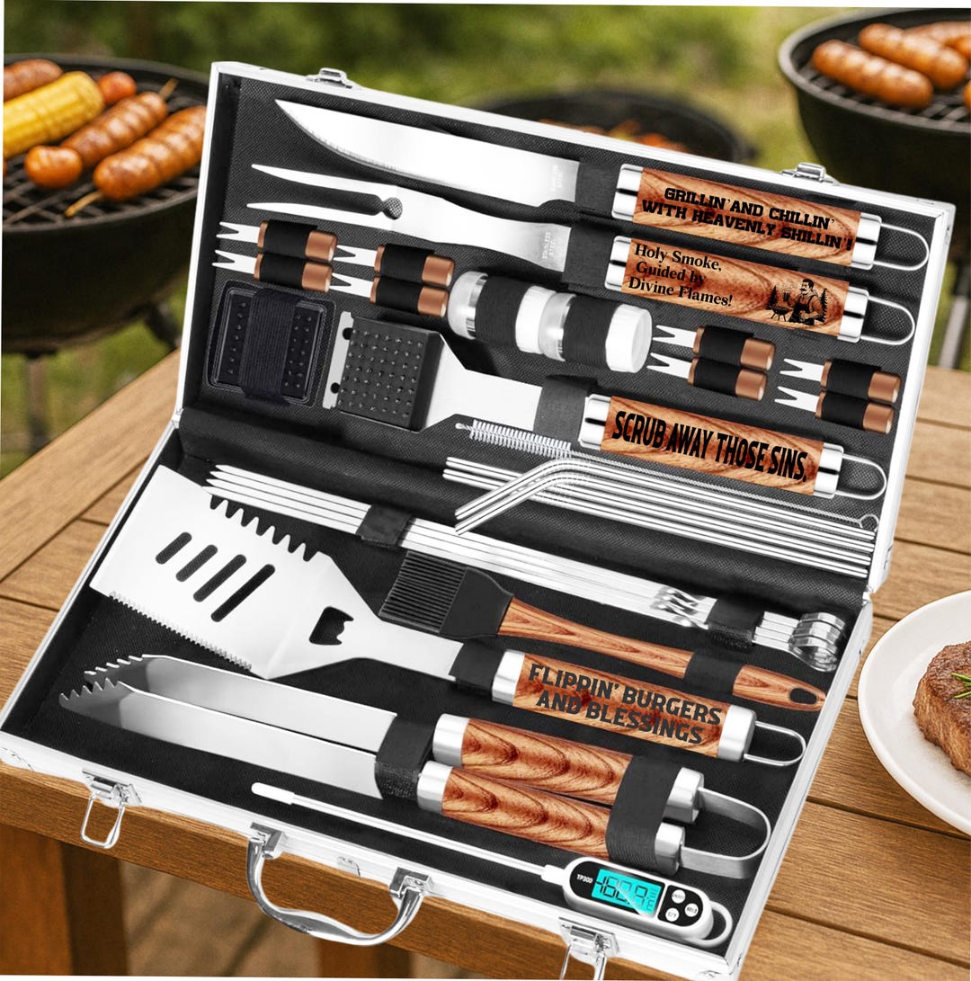 Personalized BBQ Grill Tool Set, Man of God Gift, Christian Grill Tools ...