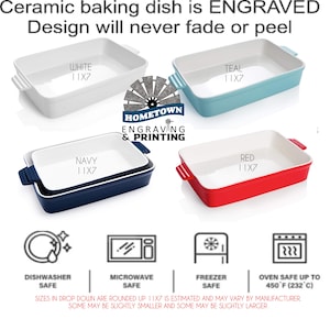 Engraved Baking Dish - Personalized Casserole Pan & Hand-written Recipe ...