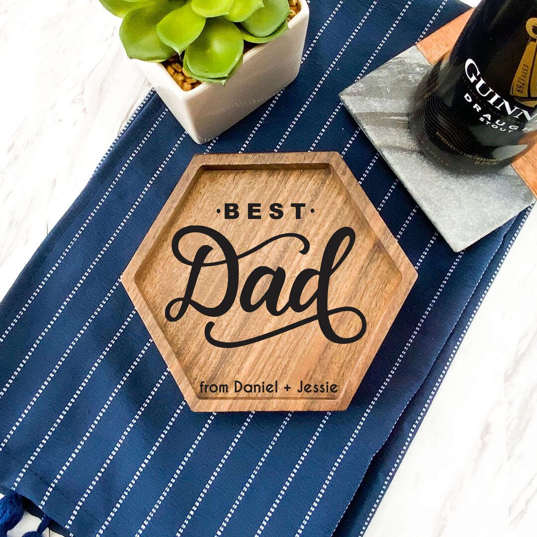 Fathers Day Valet Tray / Personalized Engraved Wooden Coin Tray / Catch ...