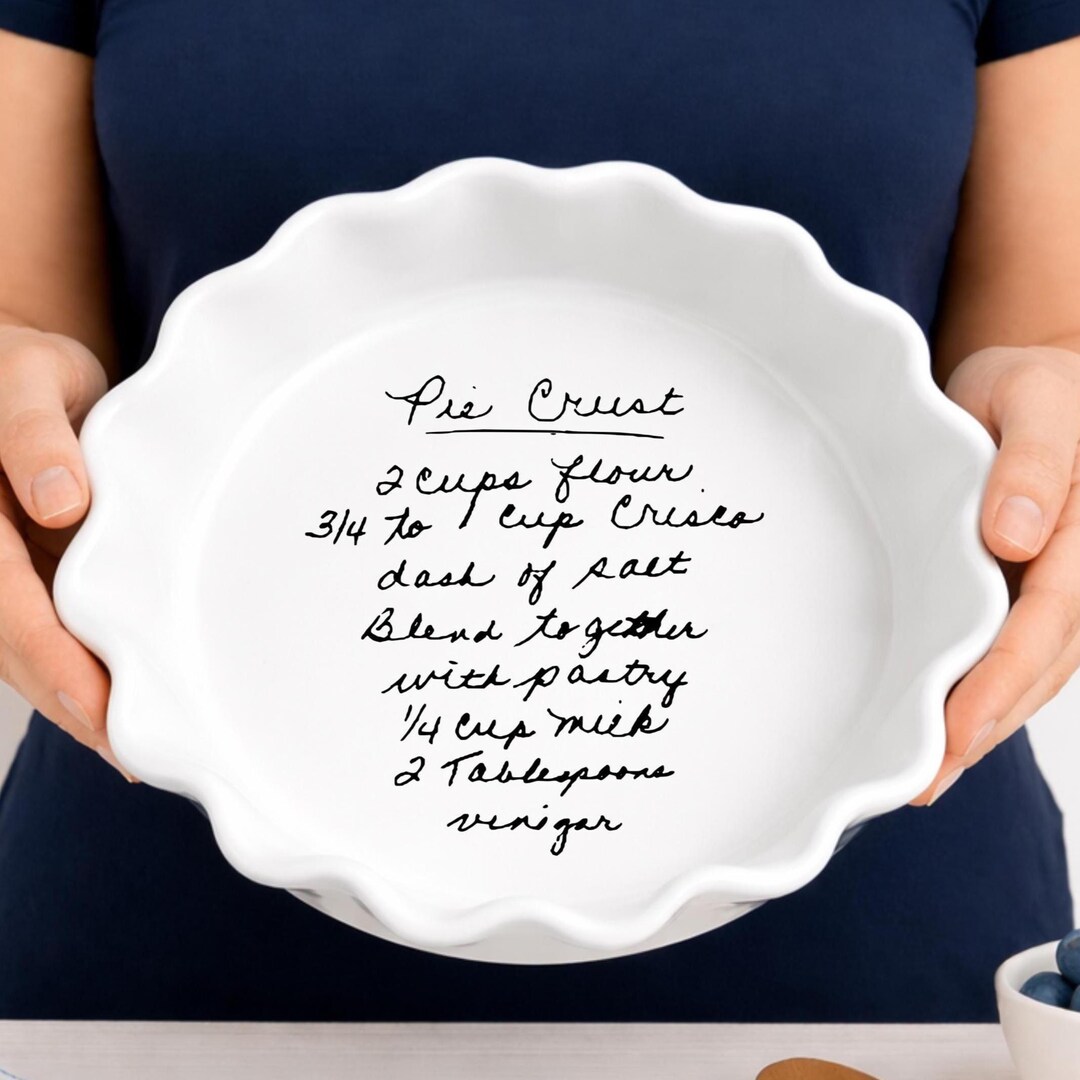 Grandma's Handwritten Recipe Pie Plate | Custom Engraved Ceramic Baking ...