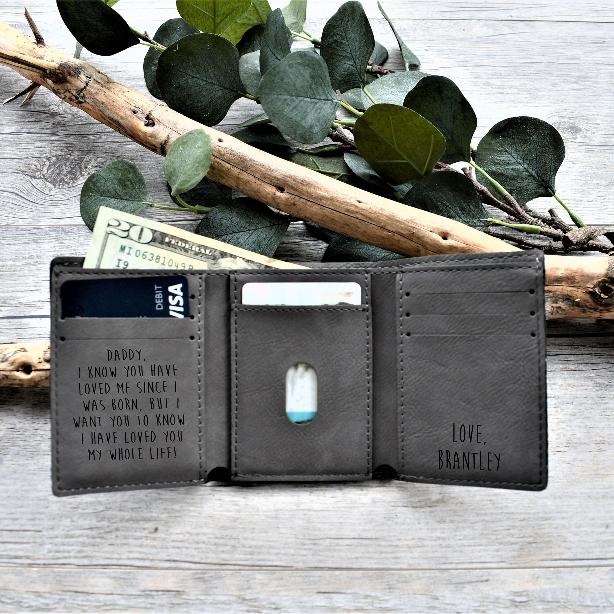 Personalized Wallet Wallet For Dad Leather Wallet Trifold | Etsy