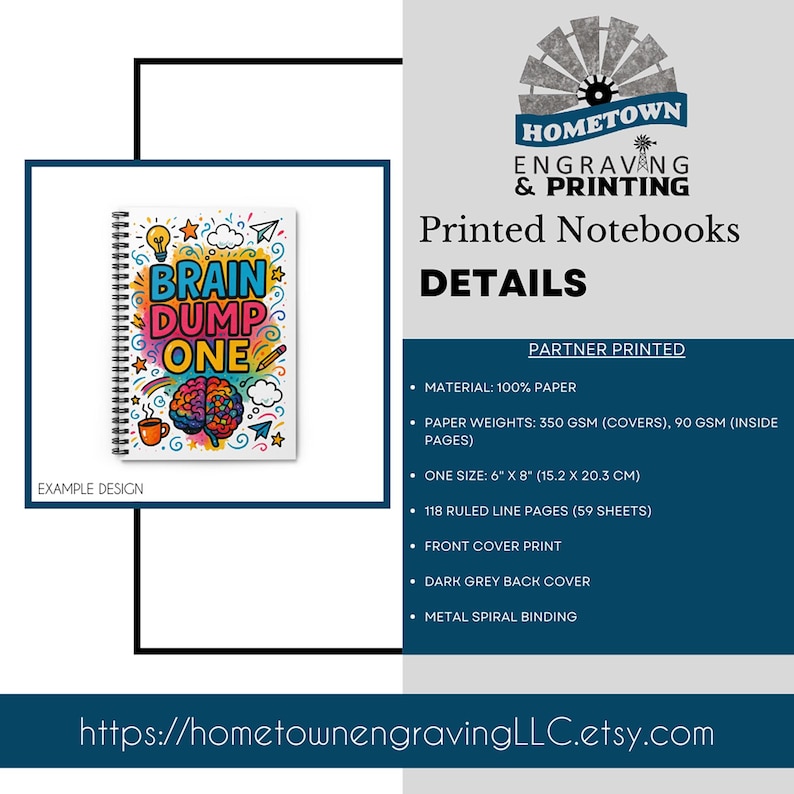 Brain Dump Spiral Notebook | Colorful Doodle Journal, 118 Ruled Pages ...