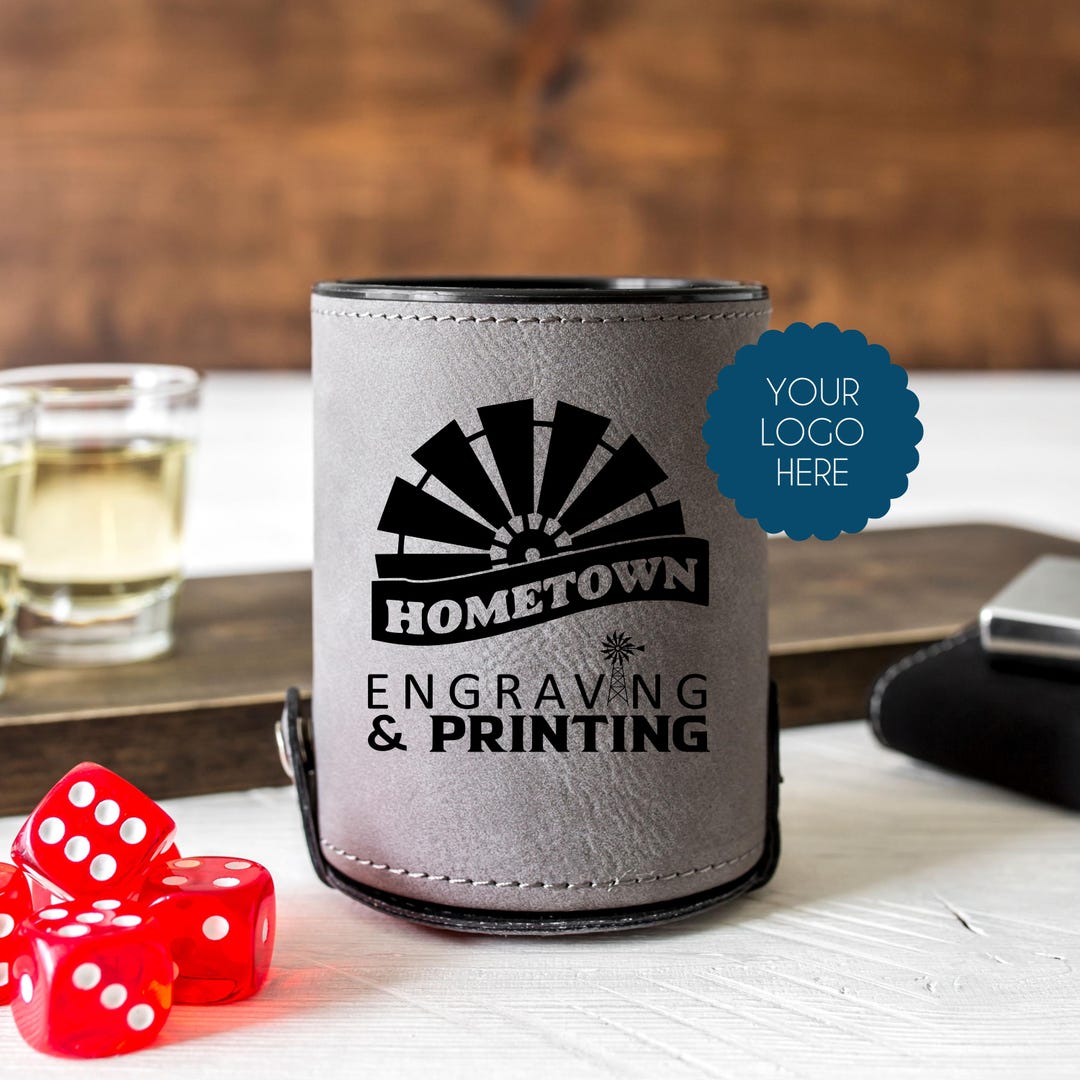 Custom Logo Dice Cup – Laser Engraved Faux Leather Dice Holder With ...