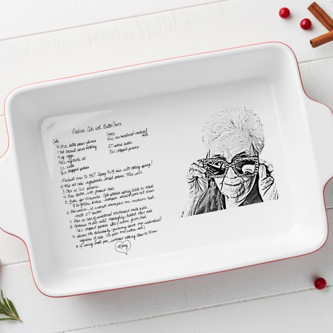 Engraved Recipe Casserole Dish – Personalized Portrait Ceramic Baking ...