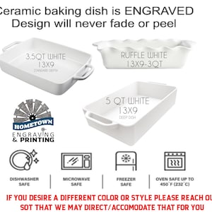Engraved Baking Dish - Personalized Casserole Pan & Hand-written Recipe ...