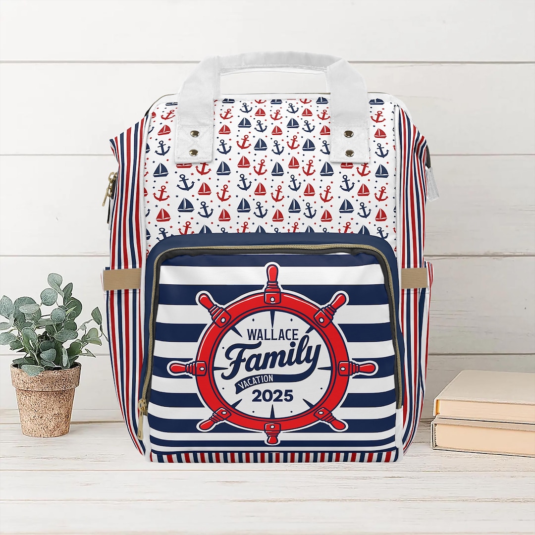 Nautical Travel Backpack • Personalized Anchor & Sailboat Family ...