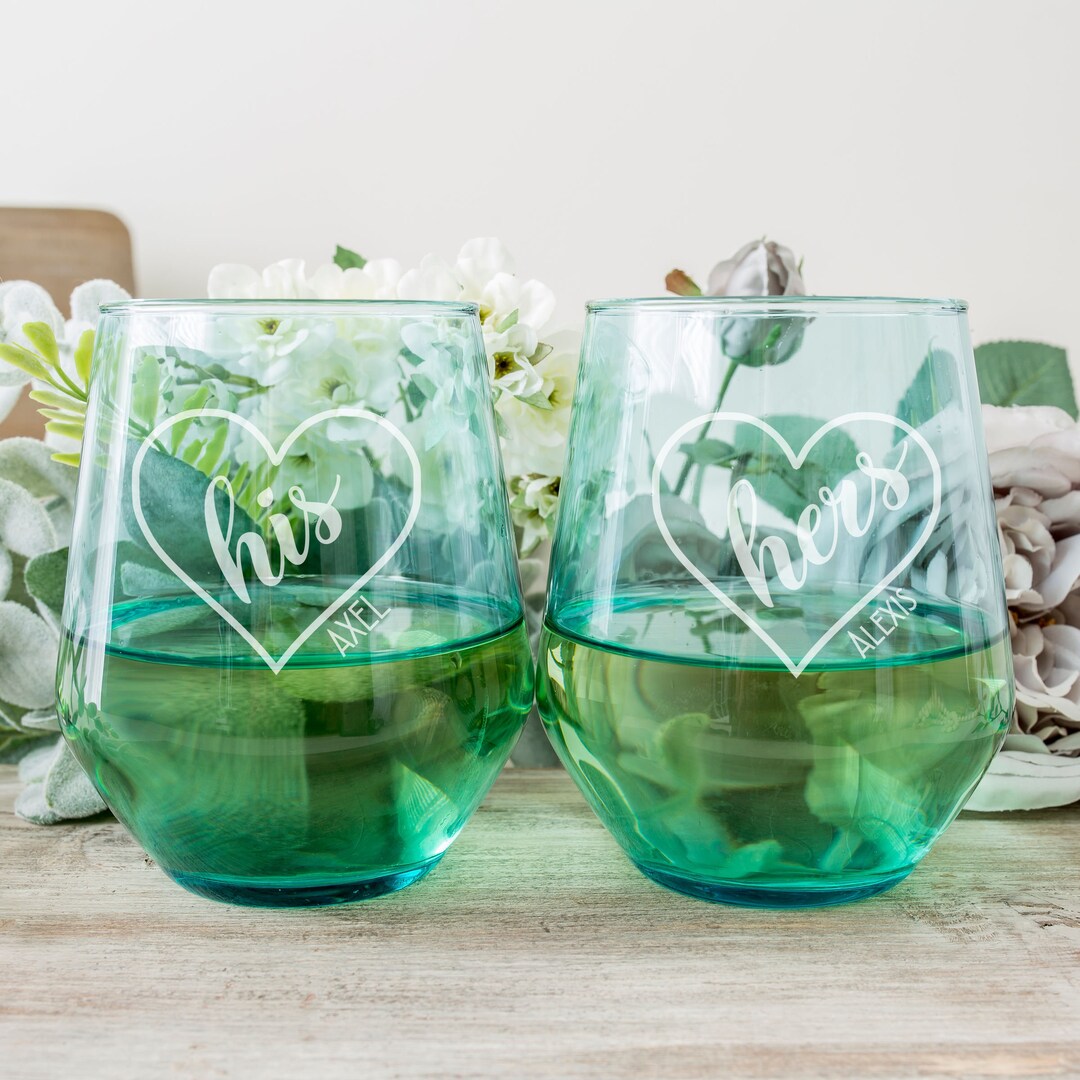 His and Hers Glasses | Various Engravable Fonts on Custom Glassware ...