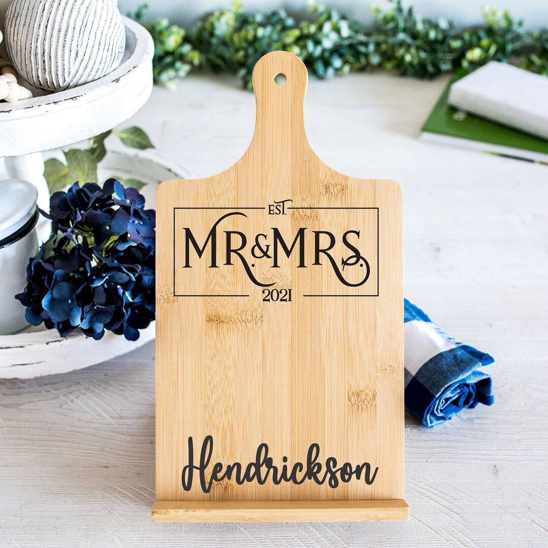 Custom Engraved Cookbook Stand for Wedding & Engagement, Personalized ...