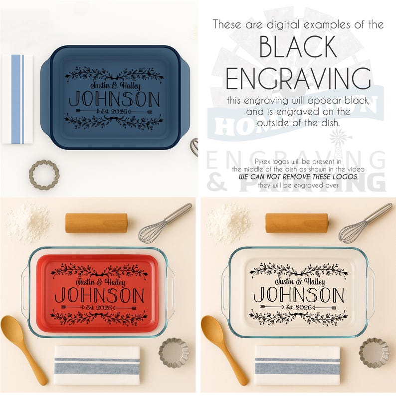Personalized Casserole Dish Pyrex Baking Dish Engraved Name Present ...