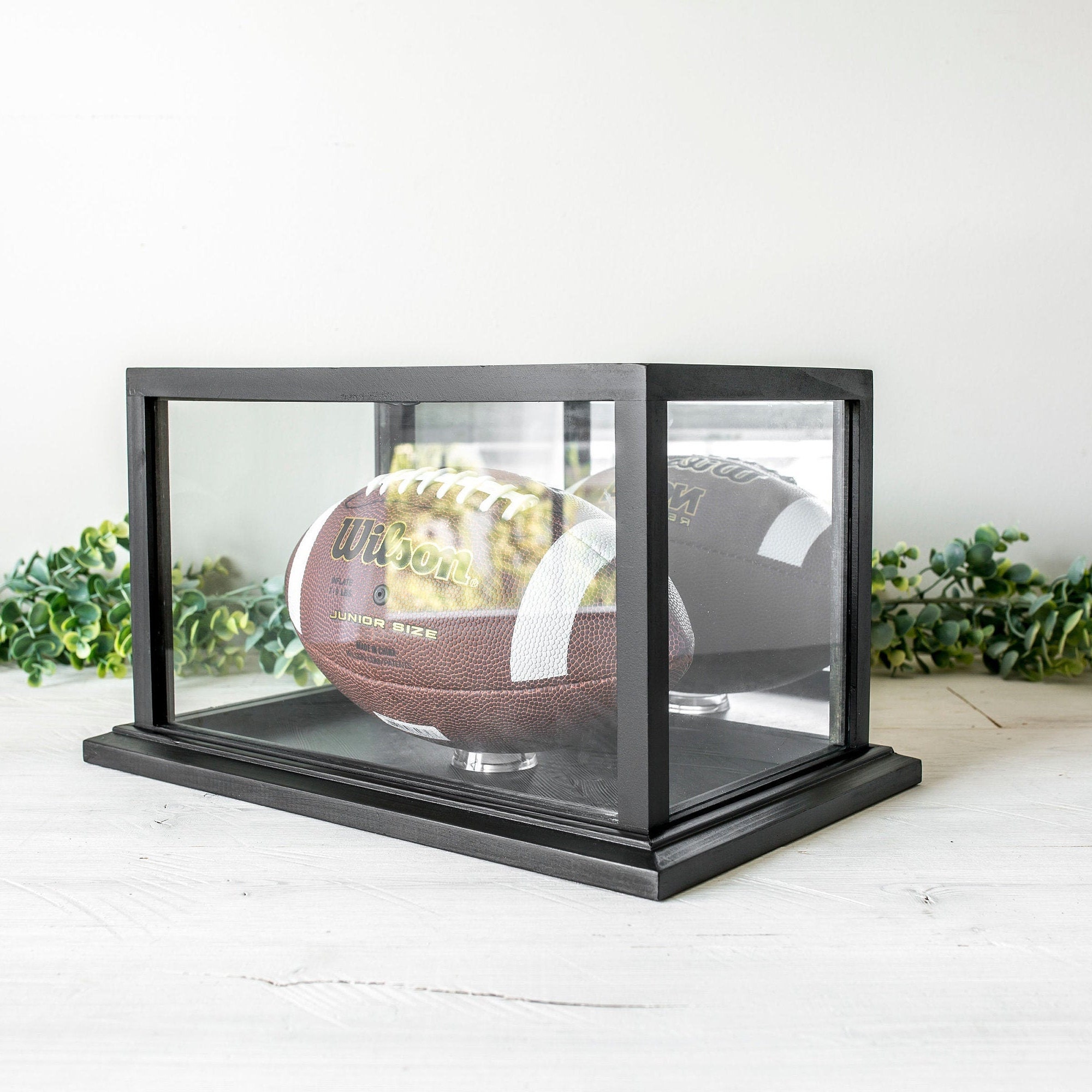 Custom Football Display Showcase Laser Engraved Log - Etsy