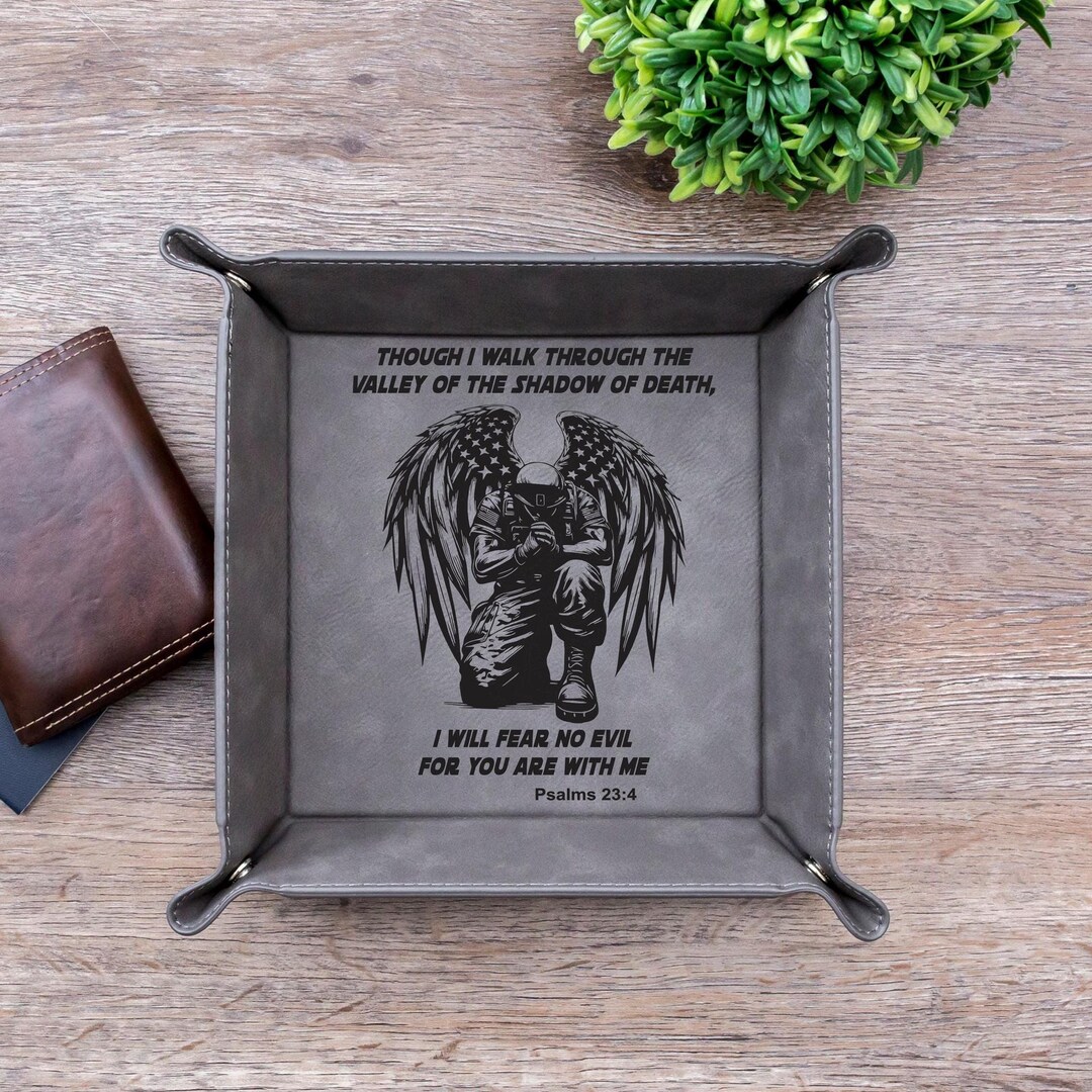 Psalms 23:4 Soldier & Angel Wings Valet Tray | Christian Military Gift ...