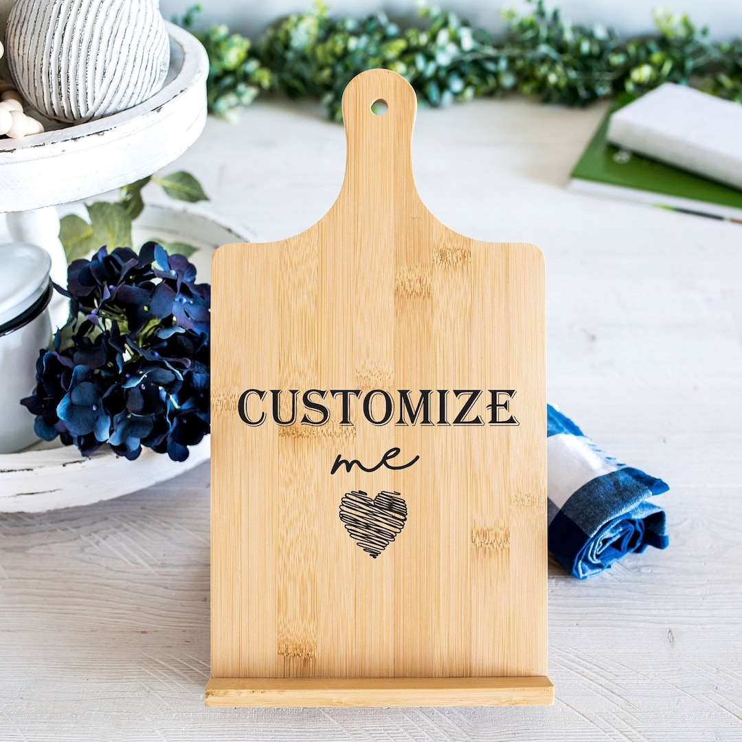 Custom Engraved Recipe Holder, Personalized Cookbook or Tablet Stand ...