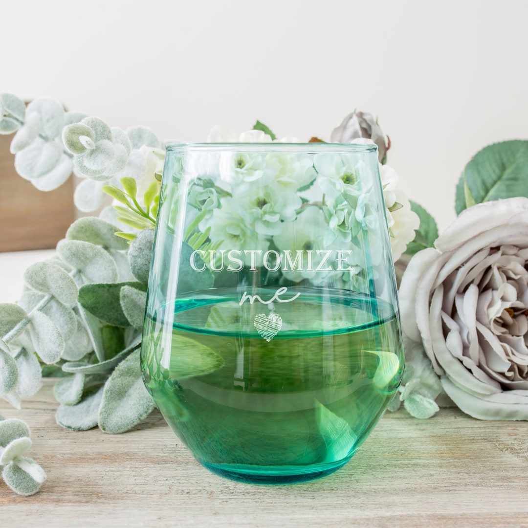 Custom Engraved Stemless Wine Glasses | Tinted Glasses | Personalized ...
