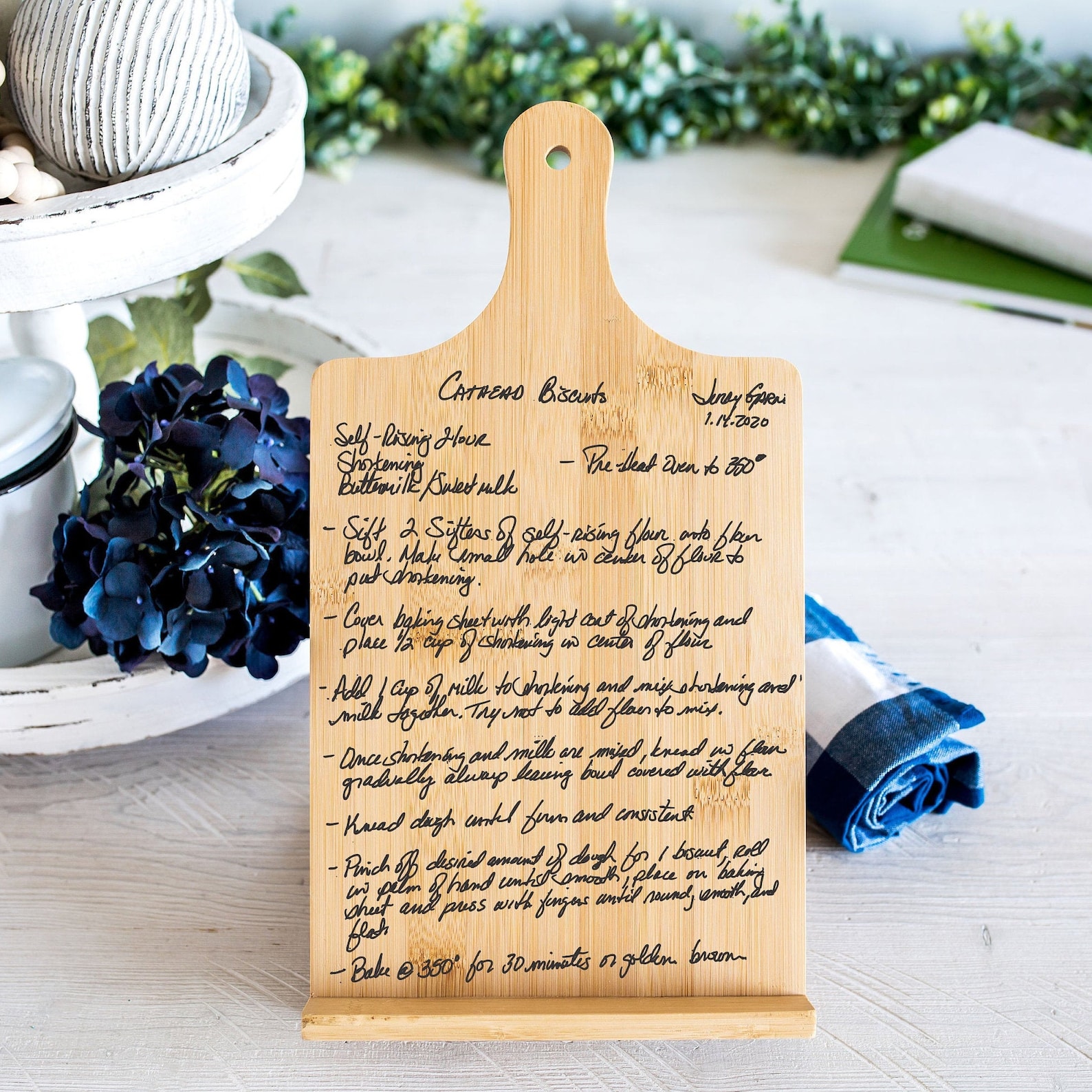 Custom Recipe Stand With Handwritten Recipe Engraved Into the - Etsy