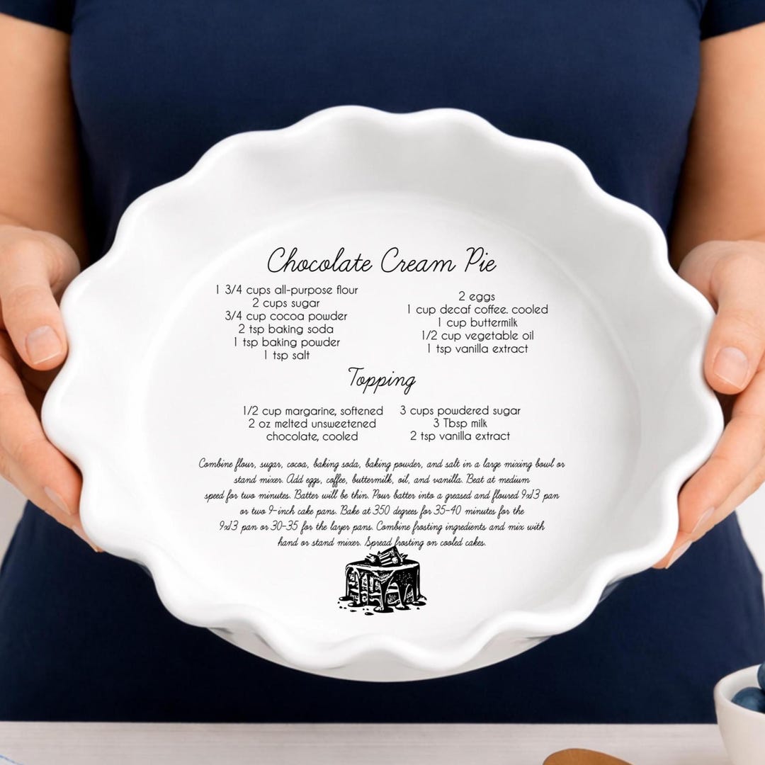 Personalized Pie Plate | Hand Written Recipe | Favorite Recipe Pan ...