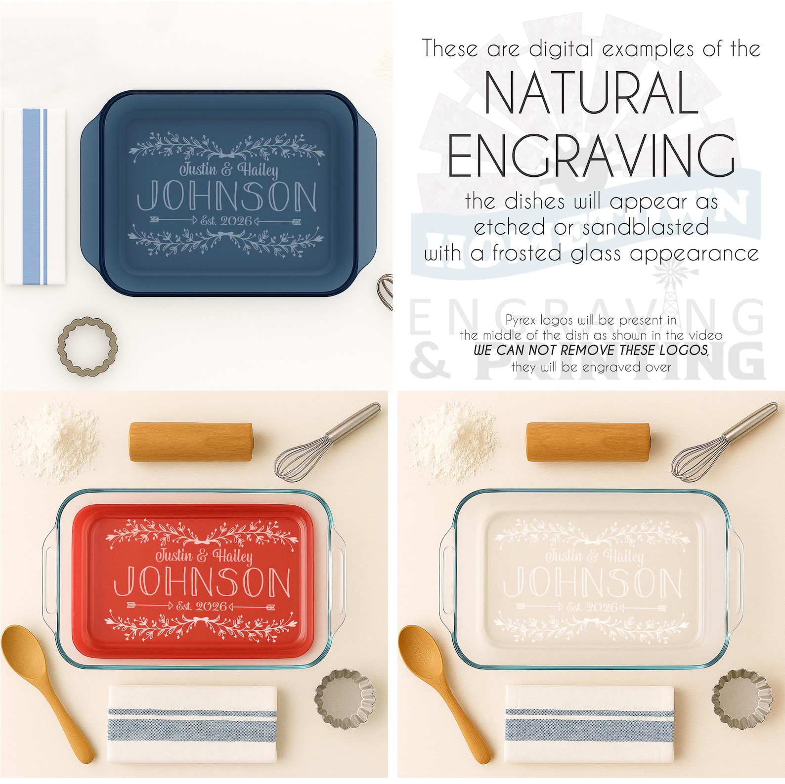 Personalized Casserole Dish Pyrex Baking Dish Engraved Name Present ...