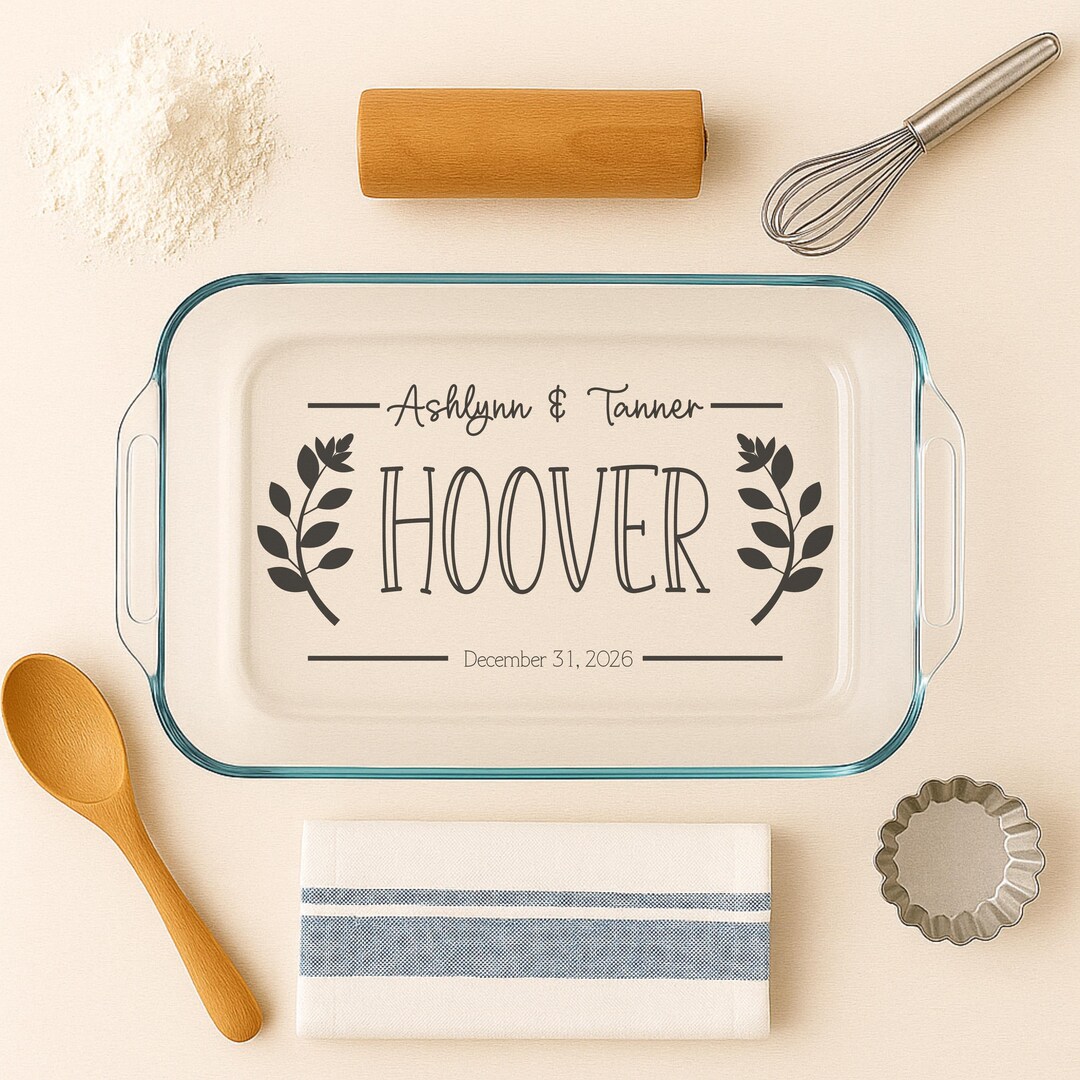 Personalized Engraved Pyrex Baking Dish | Custom Family Name Casserole ...