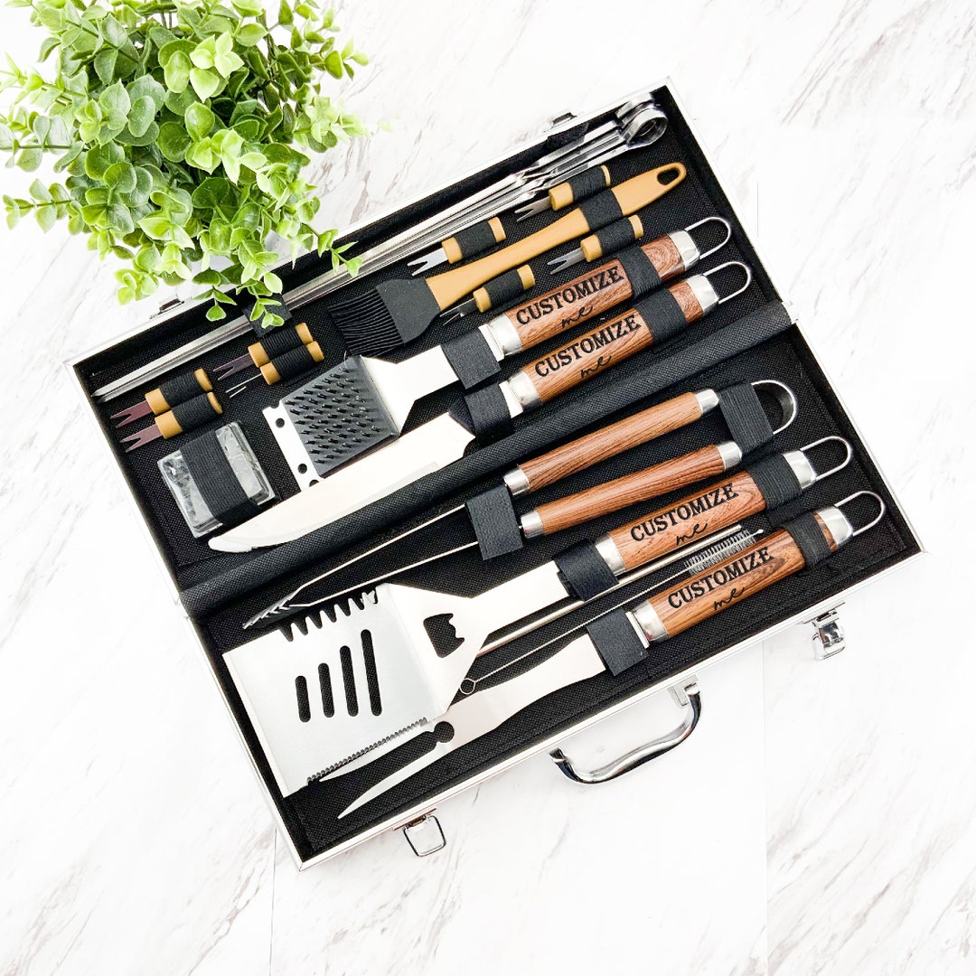 Stainless Steel BBQ Set Engraved With Your Custom Personalized Details ...