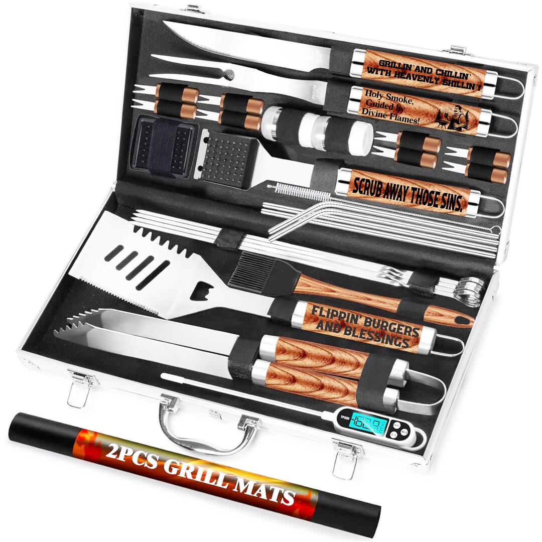 Man of God BBQ Tool Set With Engraved Handles, Christian Grill Gift for ...